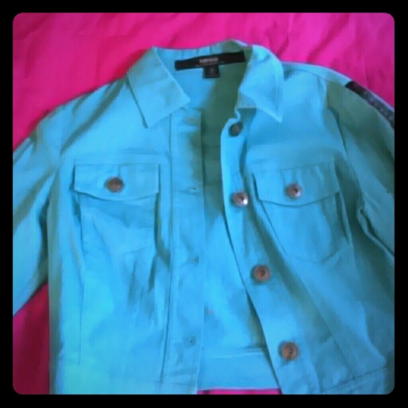 Kensie | Jackets & Coats | Turquoise Blue Mini Crop Jacket | Poshmark